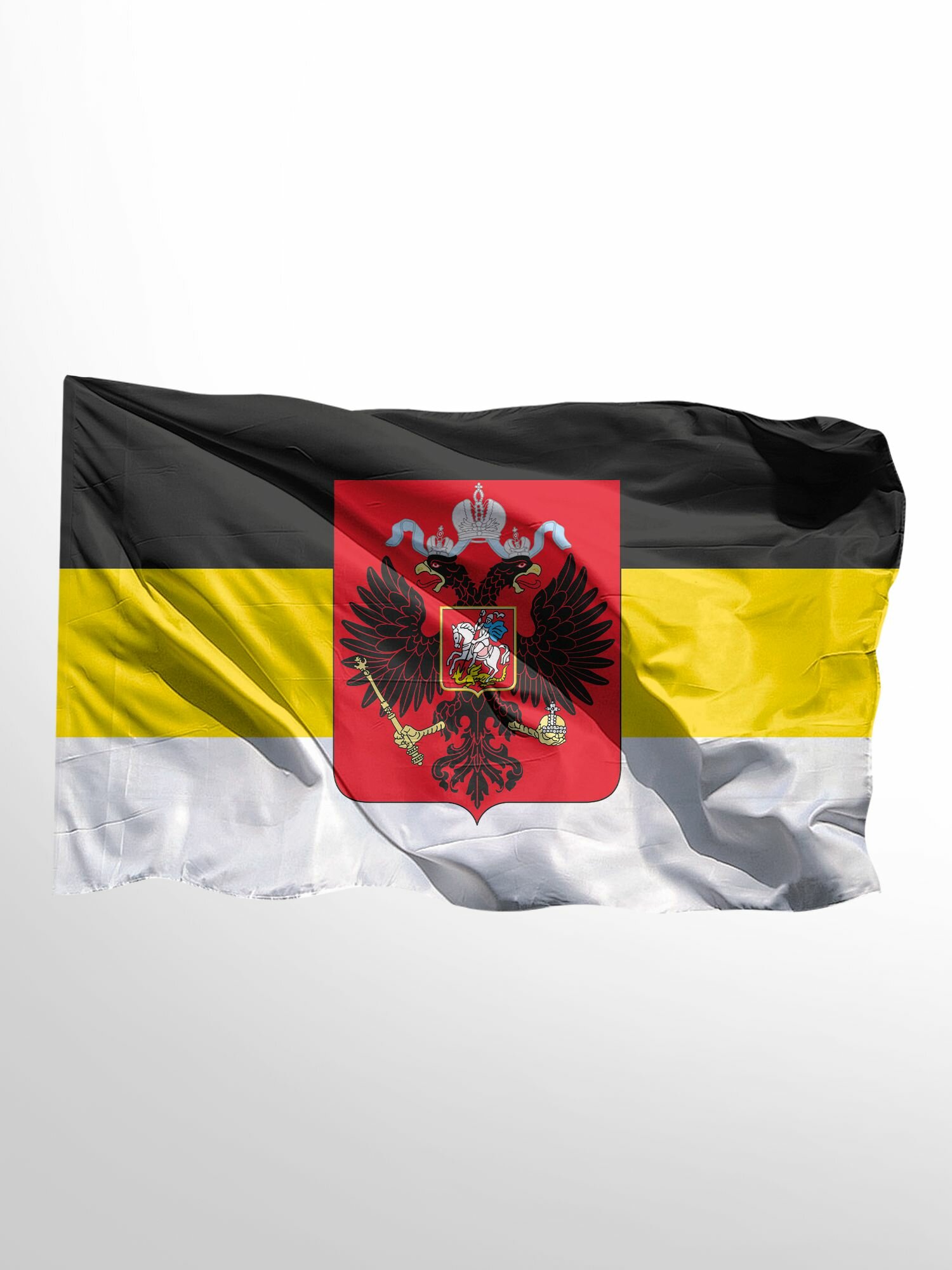 Флаг РИ с имперским орлом на красном щите, 90х135 см на сетке для улицы, для флагштока