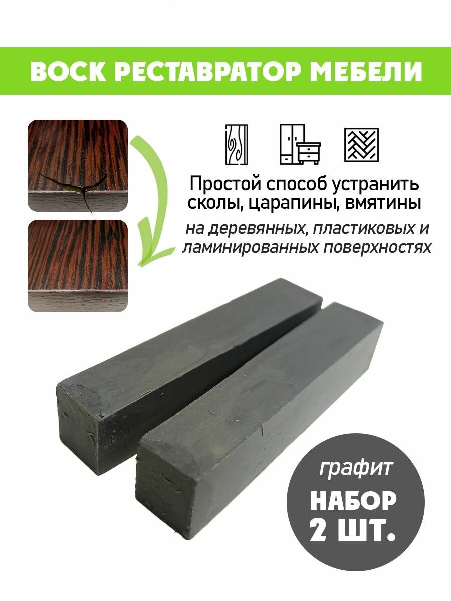 Воск мягкий для реставрации мебели и напольного покрытия/ 2 шт/ цвет - Графит