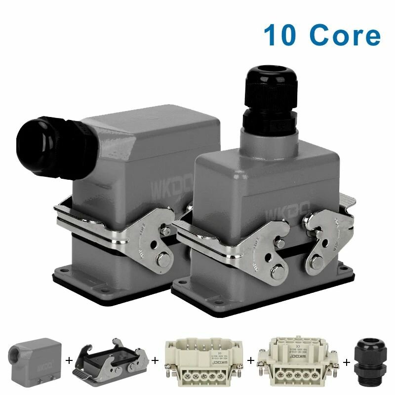 Сверхпрочные силовые разъемы HDC HE 10 вставок 500 В 16 А контактный винт обжимной енный прямоугольный кожух верхний/боковой вход HDC-HE-010