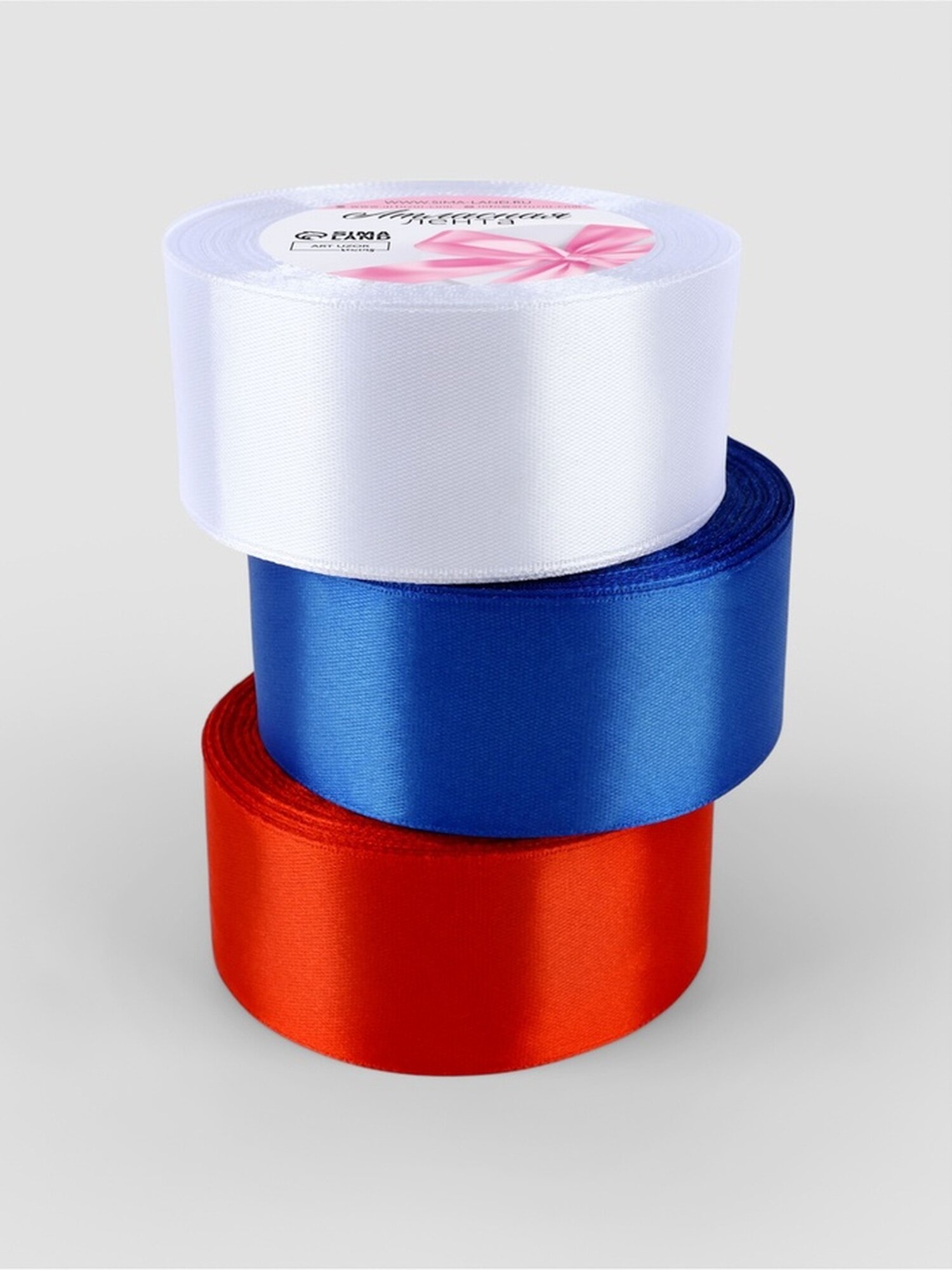 Набор атласных лент, 3 шт, размер 1 ленты: 40 мм × 23 ± 1 м, триколор