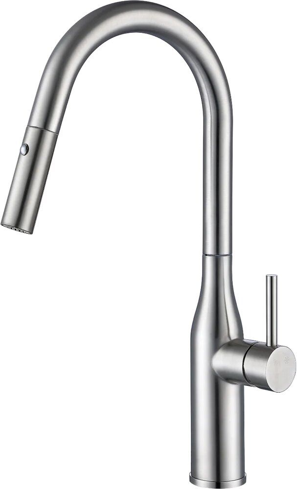 Смеситель для кухни Gappo G4398-45 с поворотным изливом, матовый, однорычажный, сатин, нержавеющая сталь, с керамическим картриджем