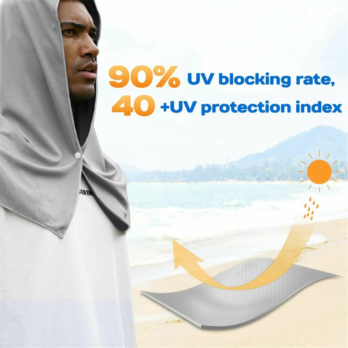 Охлаждающее полотенце с капюшоном, охлаждающие полотенца для шеи и лица, для сауны, йоги, кемпинга, тренировок, серого цвета