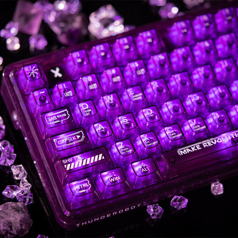Трехрежимная беспроводная механическая клавиатура ThundeRobot K75, фиолетовая прозрачная, Bluetooth, Moon Switch