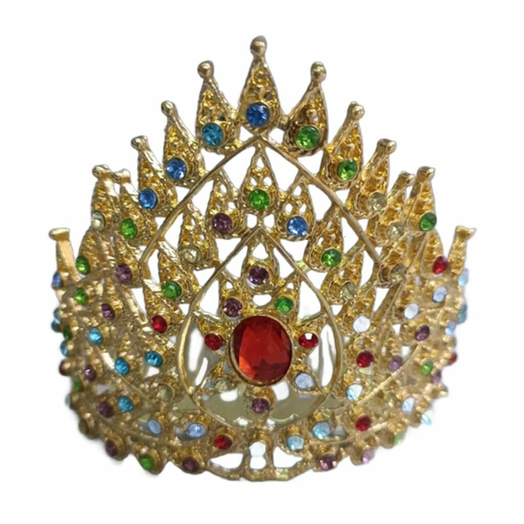 Простой головной убор Crown Dai в тайском стиле - Бриллианты золотистого цвета