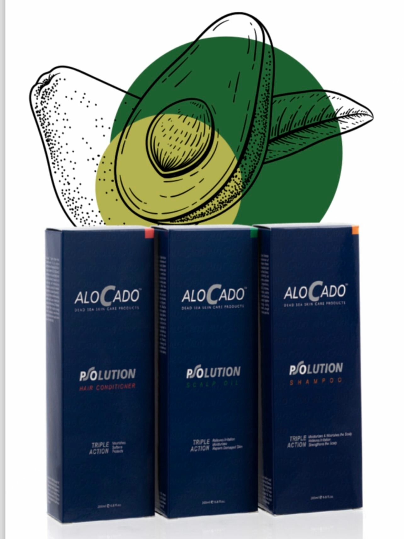 Набор для кожи головы Alocado (Алокадо) от псориаза, перхоти, дерматита (шампунь, масло, кондиционер)