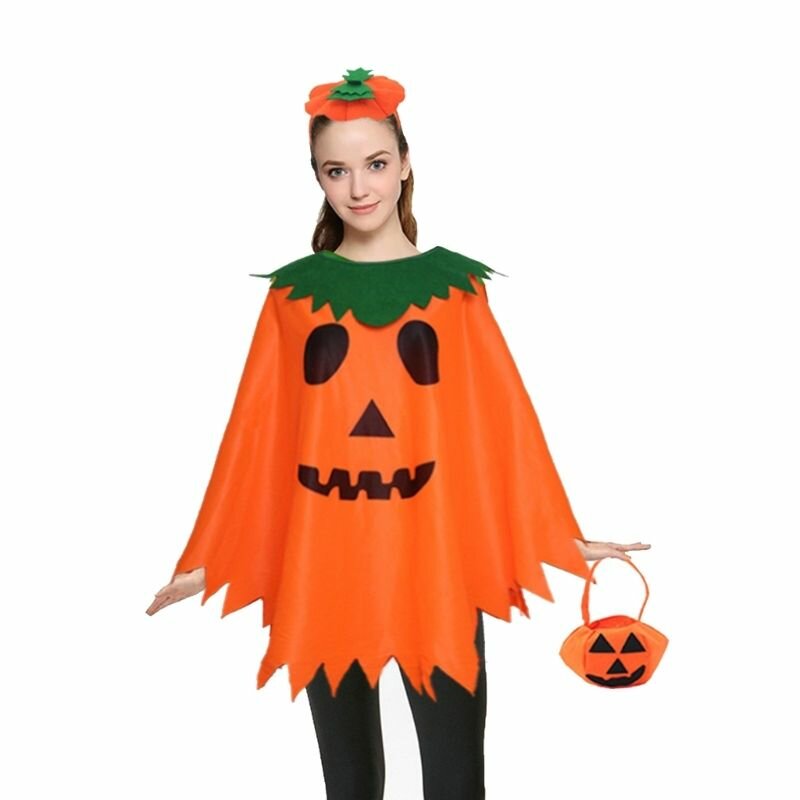 Детский плащ-тыква на Хэллоуин-Комплект из 1 плаща плюс повязка голову и сумочка