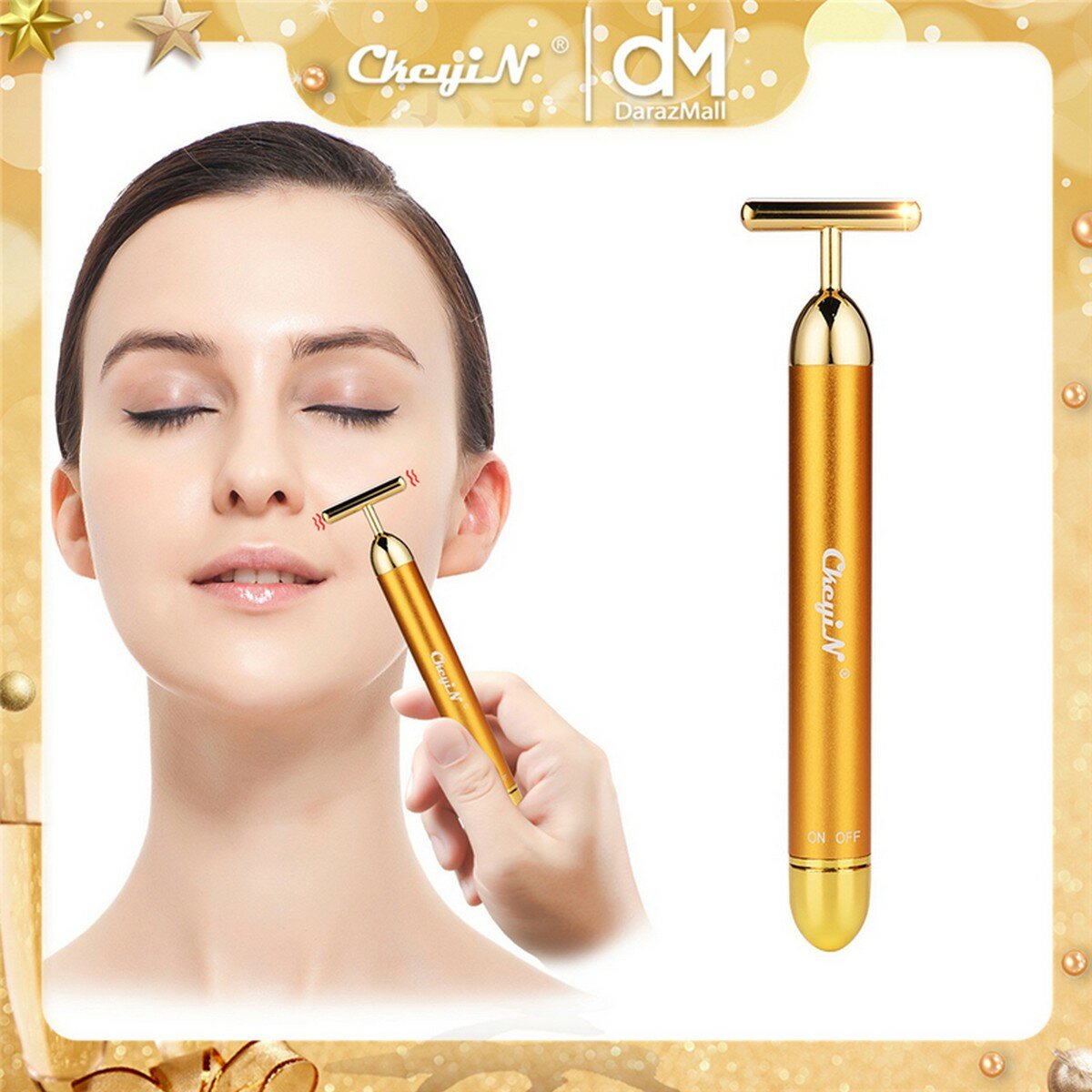 Электрический роликовый массажер для лица 24K Energy Beauty Bar Массаж лица против старения, морщин, мгновенная подтяжка лица и укрепление кожи MR002G