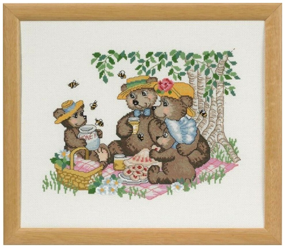 Набор для вышивания Permin #92-5124 Счастливые друзья, пикник, Счетный крест, 32 x 27 см