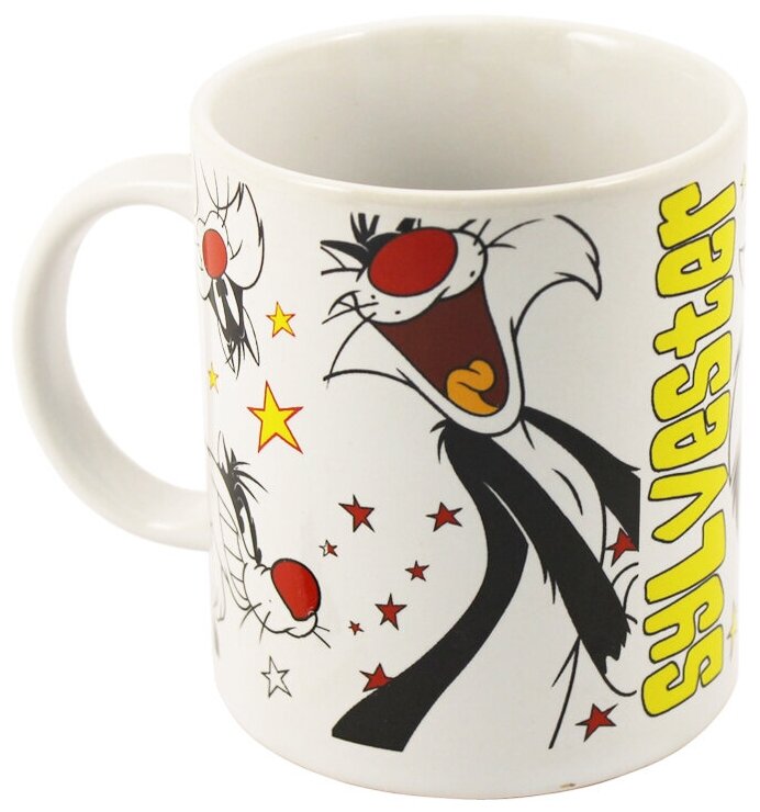 Кружка 8092-3, фарфор, 350 мл, белая, с декором, мытье в посудомоечной машине