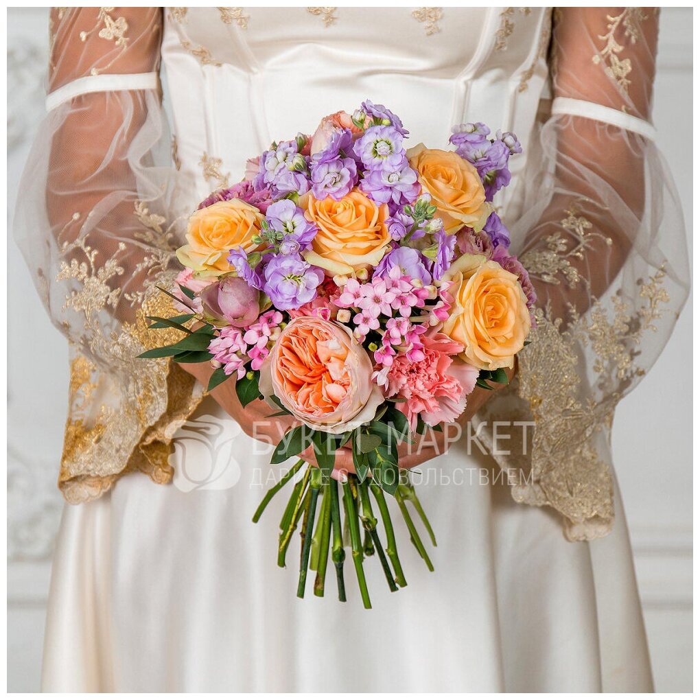 Букет невесты Букет Маркет, под ленту, 30см, S, разноцветный