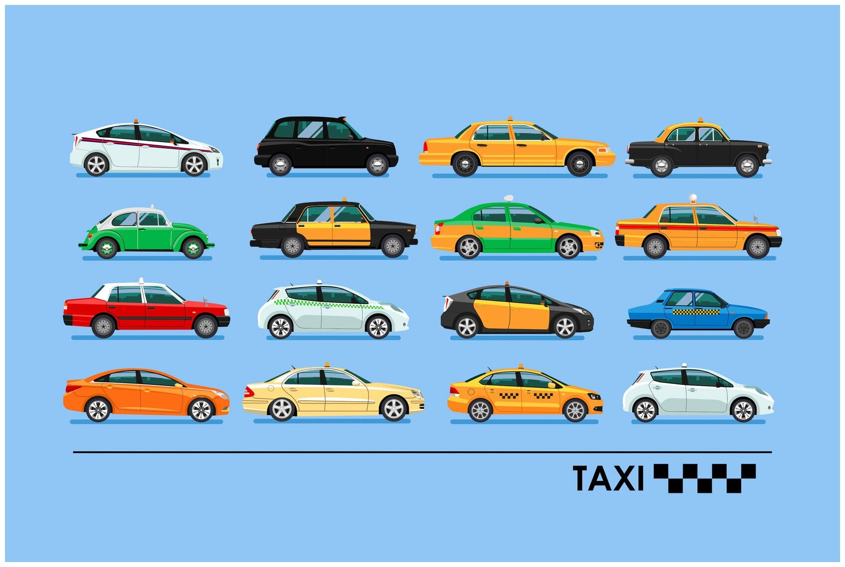 Постер / Плакат / Картина Такси 50х70 см в раме