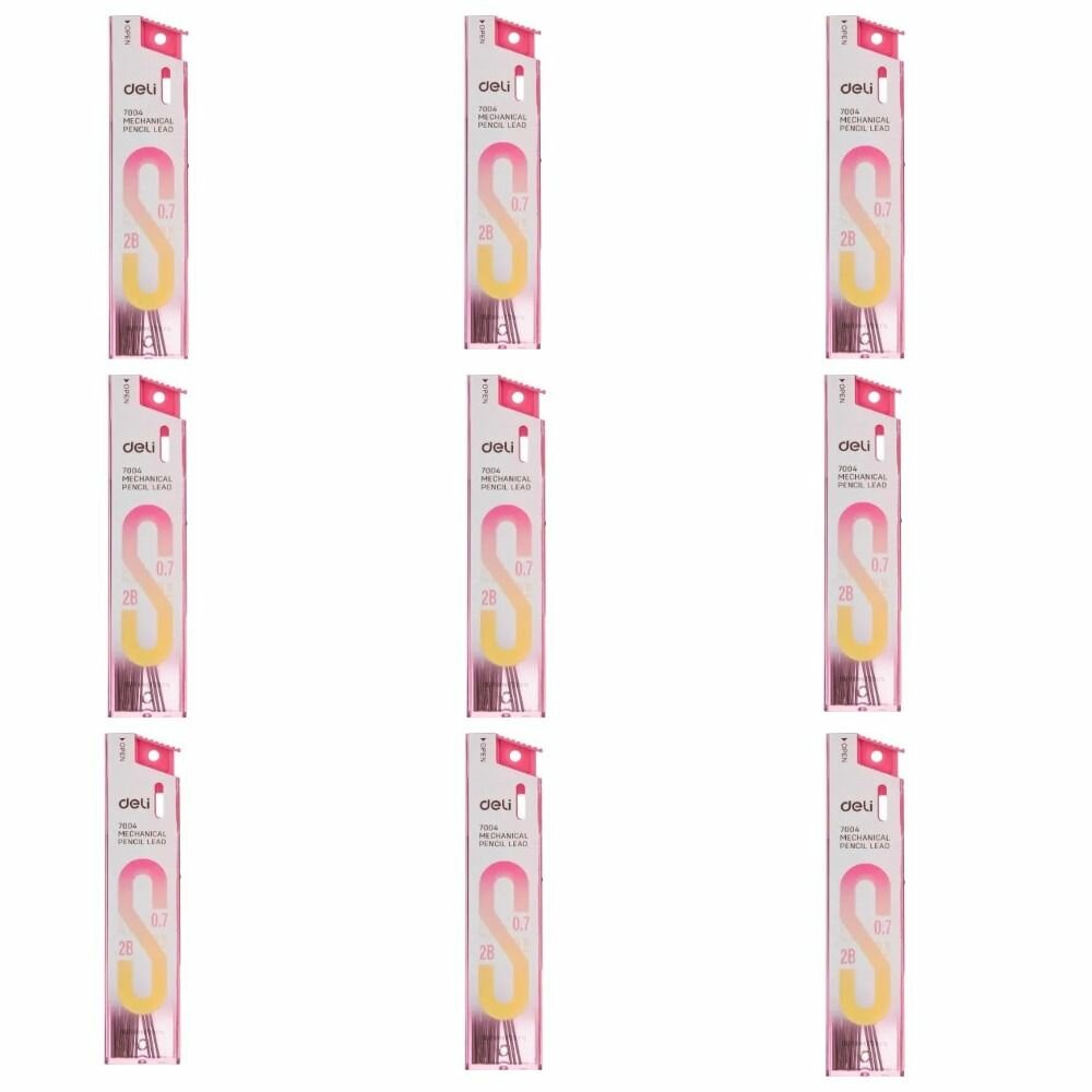 Deli Стержень микрографический, 0,7 мм, 2B, 20 грифелей - 9 уп