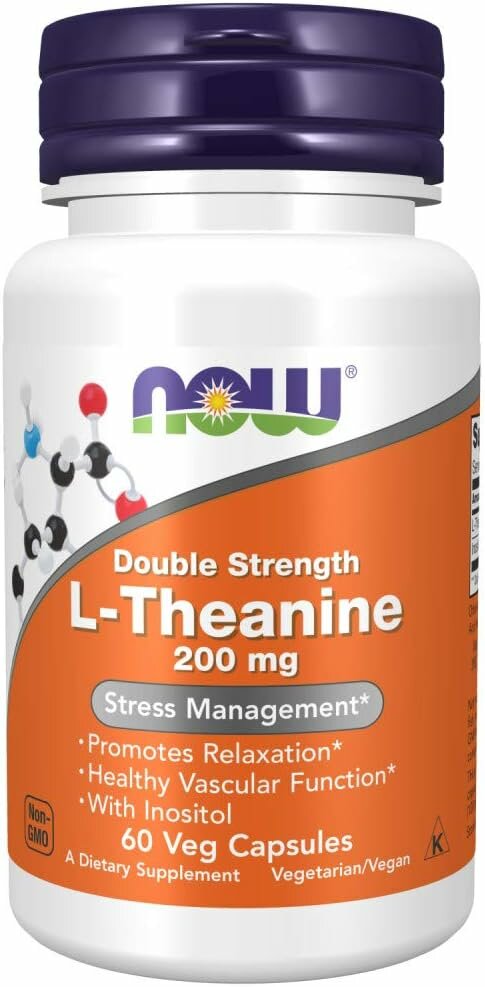 NOW L-Theanine 200 mg 60 veg capsules (L-теанин)