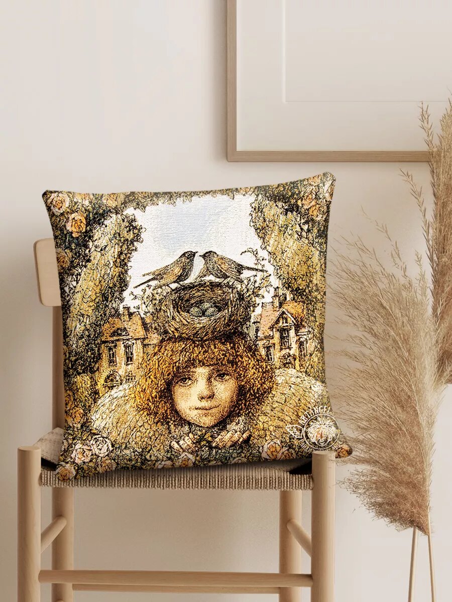 Декоративная наволочка из гобелена 45х45 см