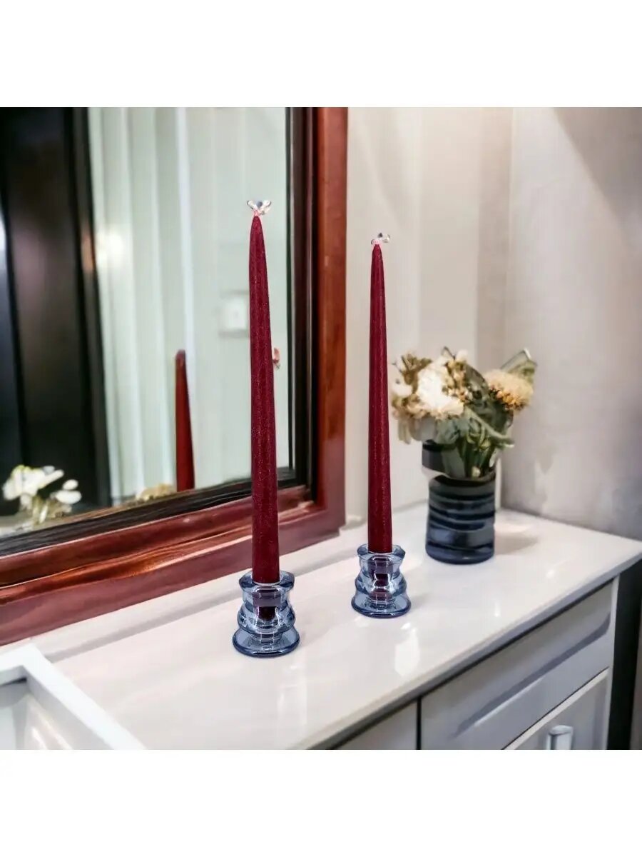 Подсвечник Китобой "Стальной голубой", стекло, для свечи, 5,5х5,3 см, без свечи, набор 2 шт.