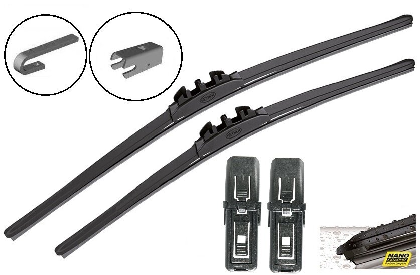Комплект гибридных щёток для лобового стекла Heyner, 650мм+500мм для BMW X3 G01 [2017-.], BMW X4 G02 [2018-.], Jaguar E-Pace [2017-.]