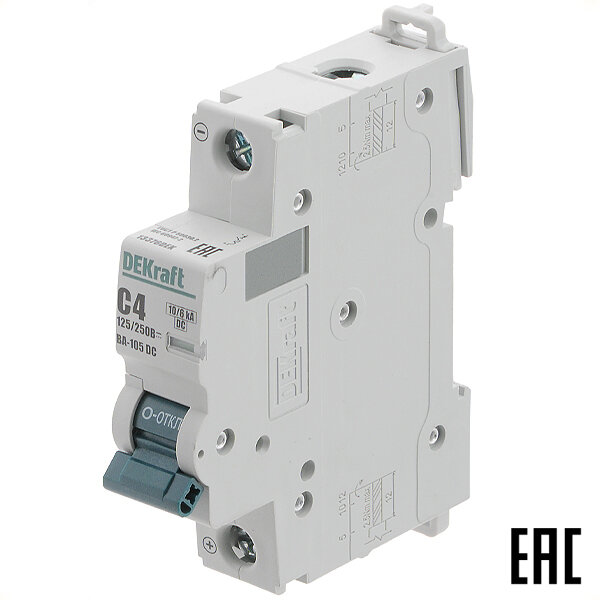 Автоматический выключатель C4А/1п/ 10кАна Din-рейку DEKraft ВА105-DC 13376DEK (2 шт. в наборе)