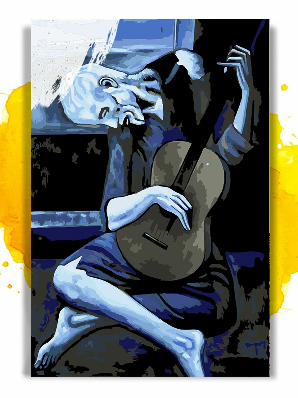 Картина по номерам на холсте Пабло Пикассо - Старый гитарист, 30 х 60 см