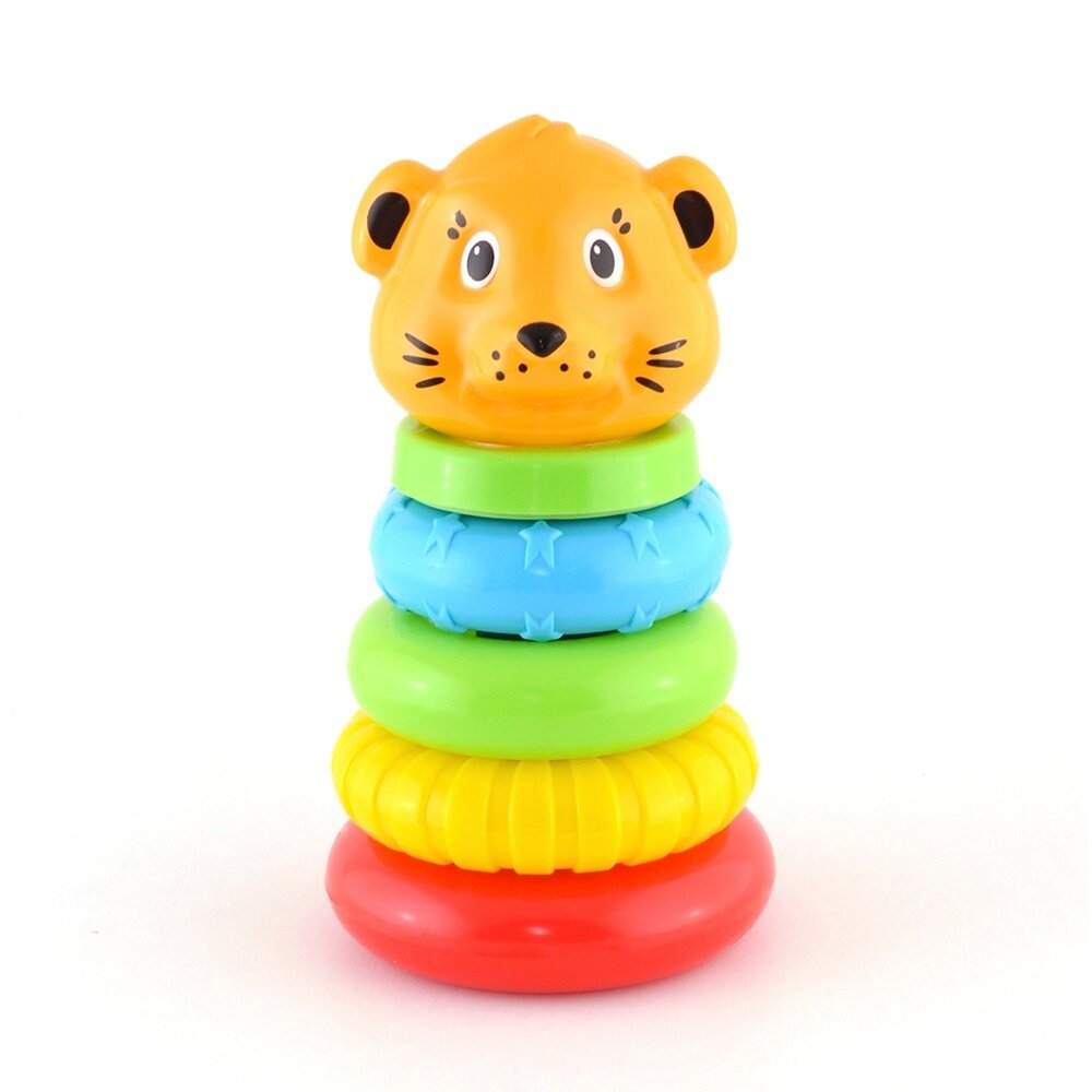 Пирамидка KNOPA "Львенок", 4 детали, дерево/пластик, 12 x 22 см