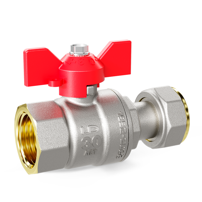 Кран шаровый LD Pride ВВ 3/4" с накидной гайкой, полный проход, красная бабочка