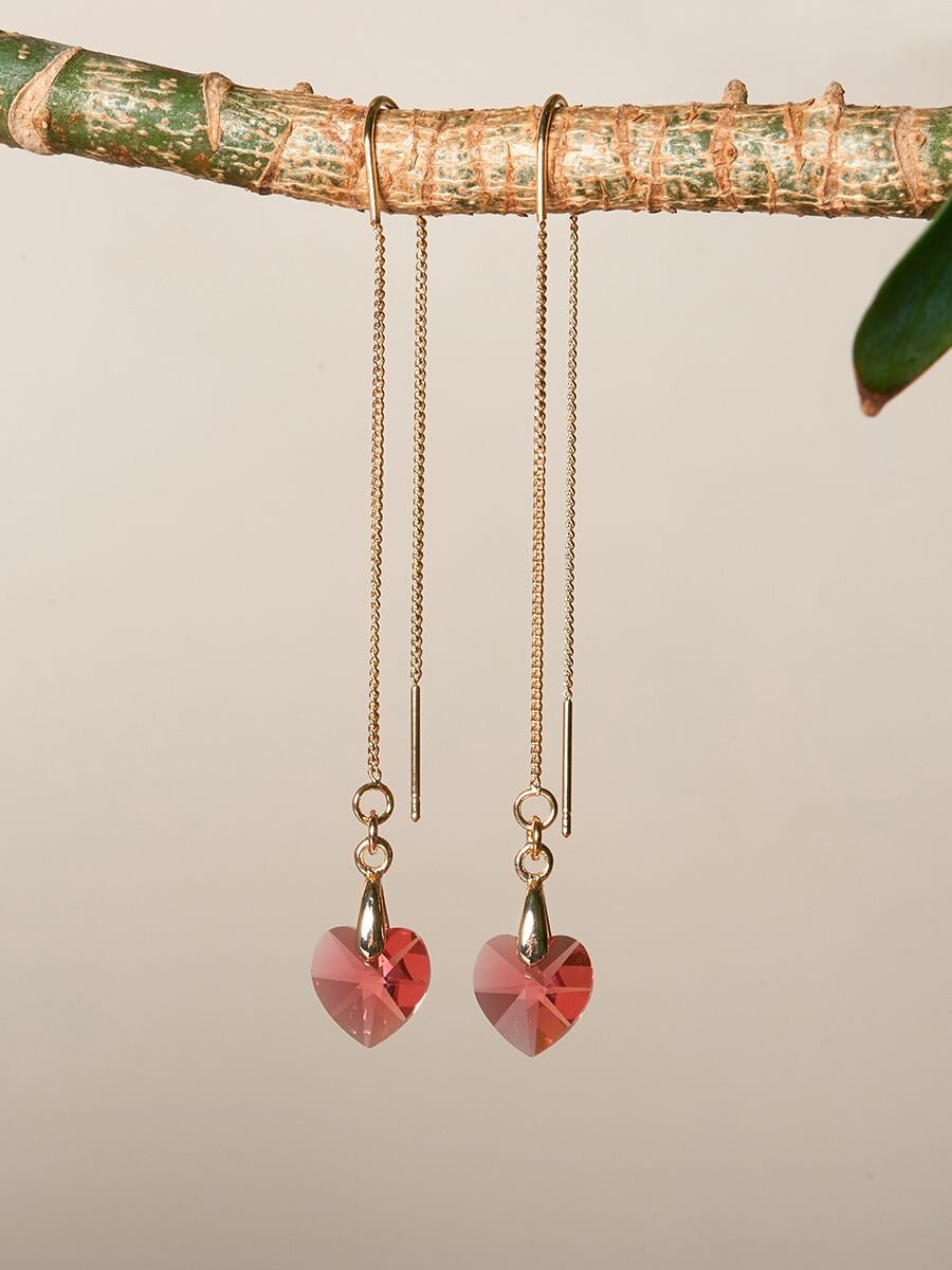 Серьги цепочки, кристаллы Swarovski, кристалл, стекло