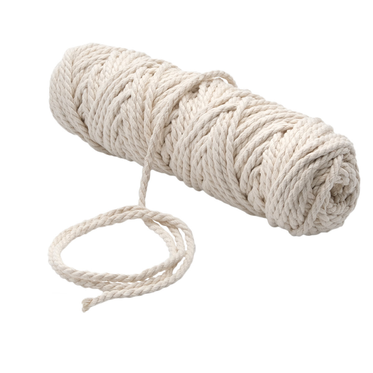 Хлопковый шнур витой для рукоделия 5 мм, 50 м (бобина), цвет суровый