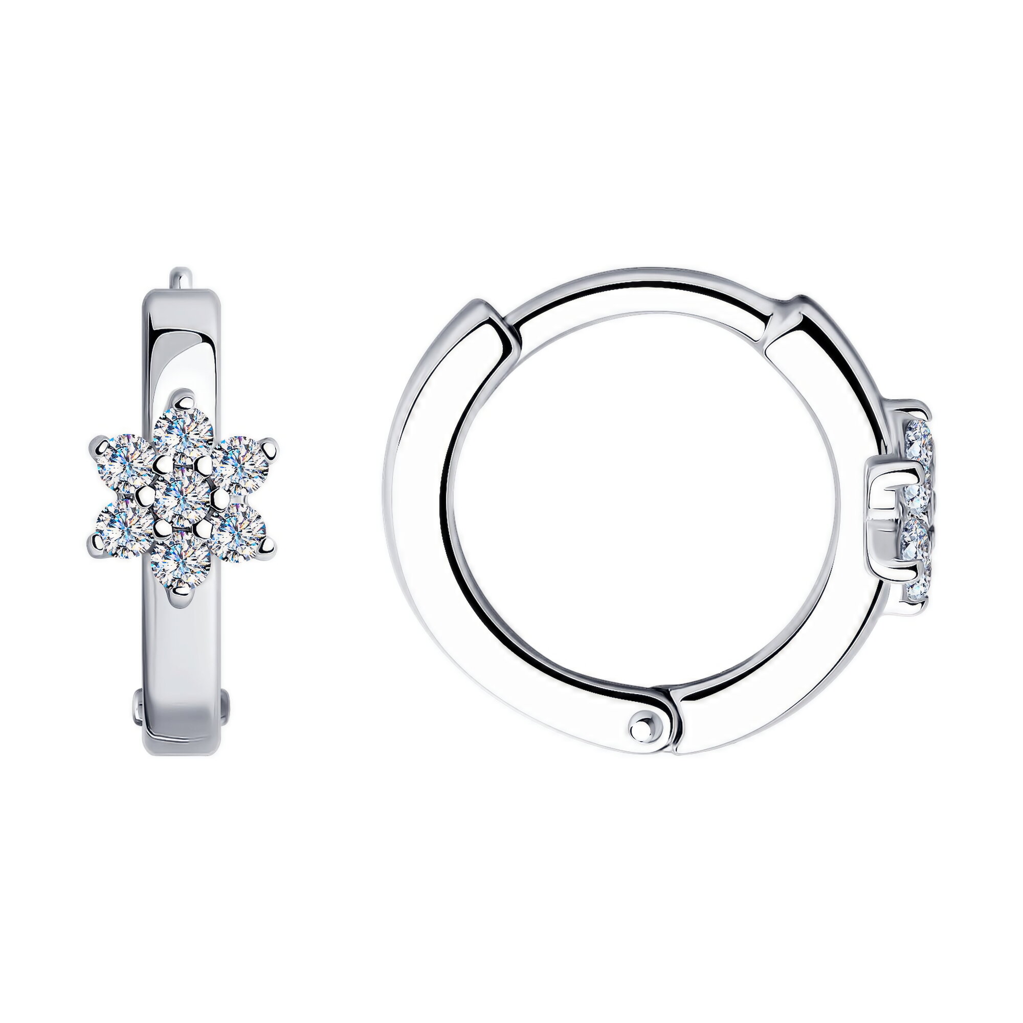 Серьги, серебро, 925 проба, родирование, фианит