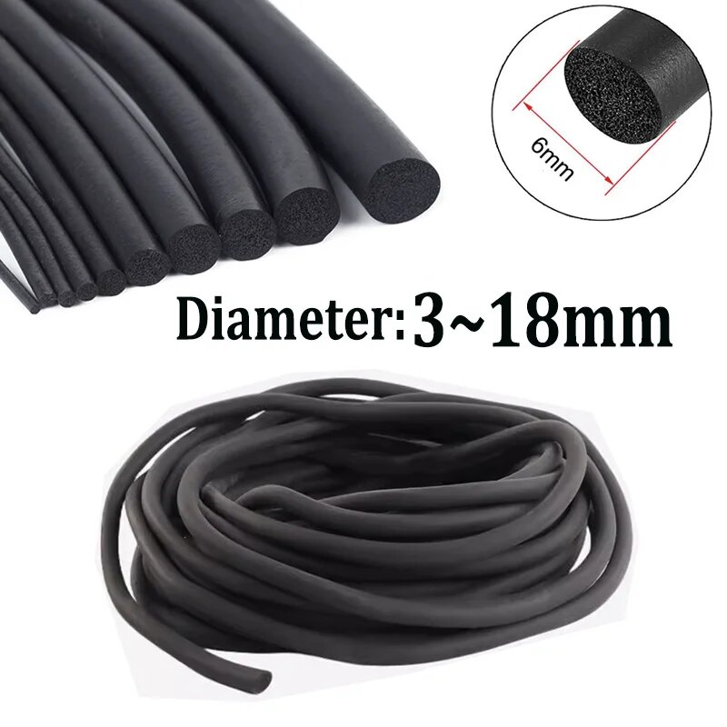 Резиновая уплотнительная лента EPDM, Dia 6mm, 3M, черная