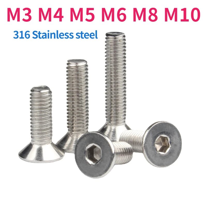 Винты нержавеющая сталь 316 M3 M4 M5 M6 M8 M10 M4-5PCS, 12mm