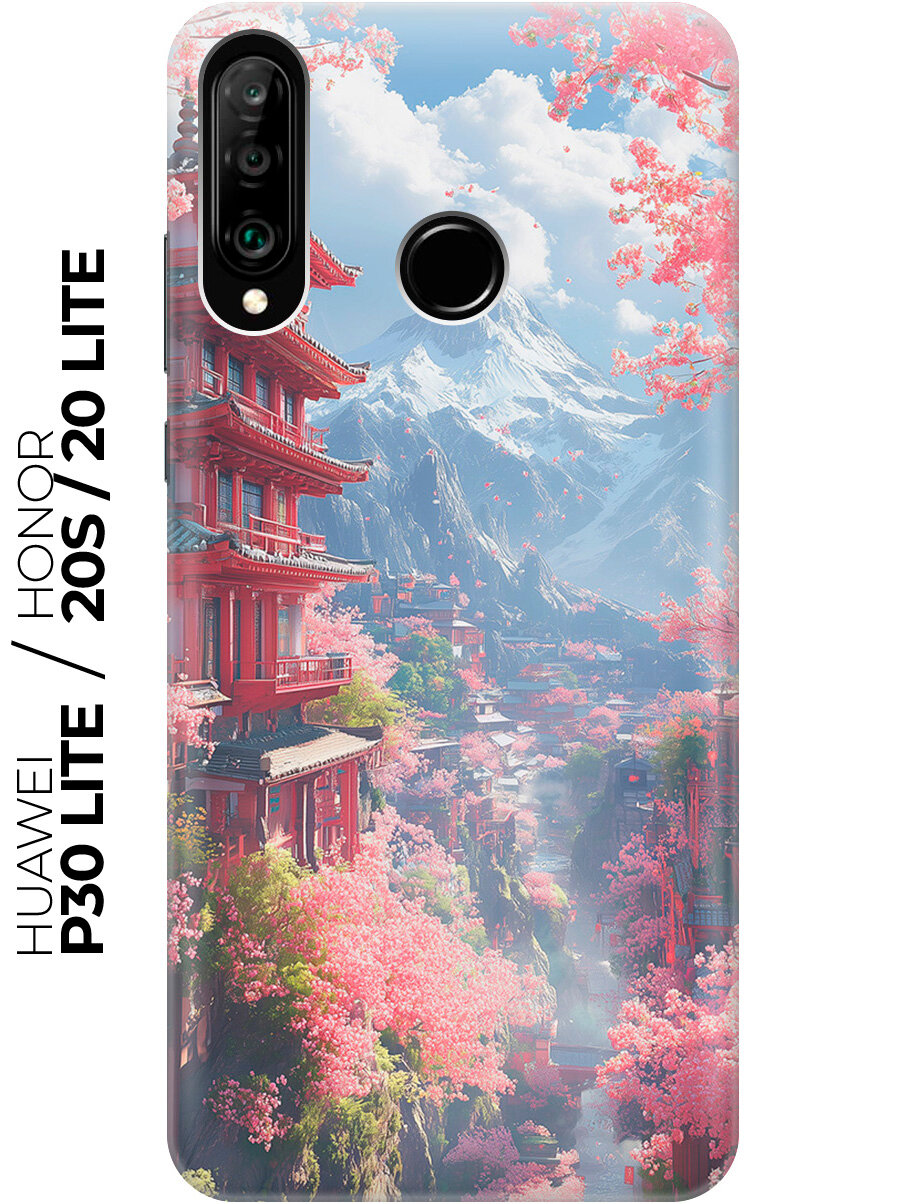 Силиконовый чехол на Honor 20 Lite / 20s / Huawei P30 Lite с принтом "Цветущий город"