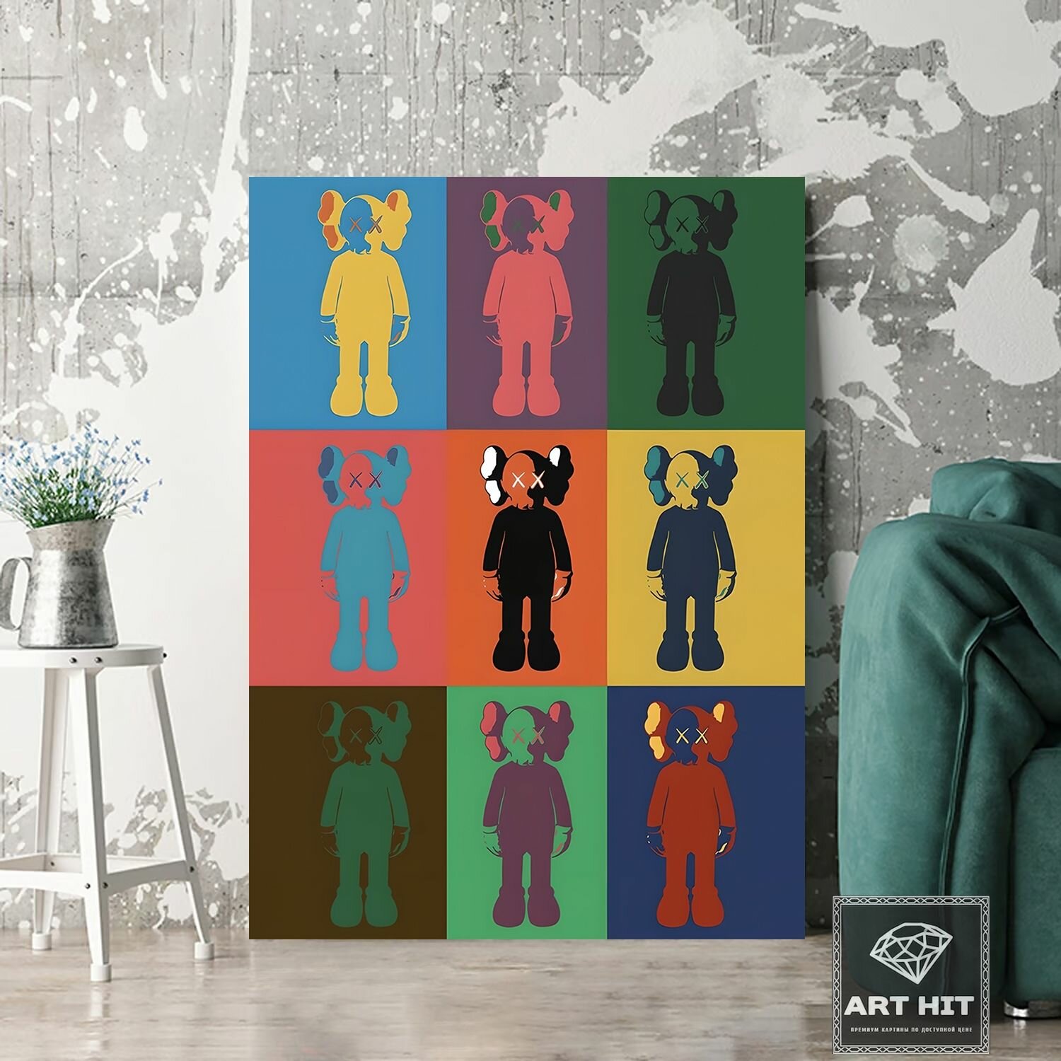 Kaws картина, картина кавс на стену, 60х80 см.