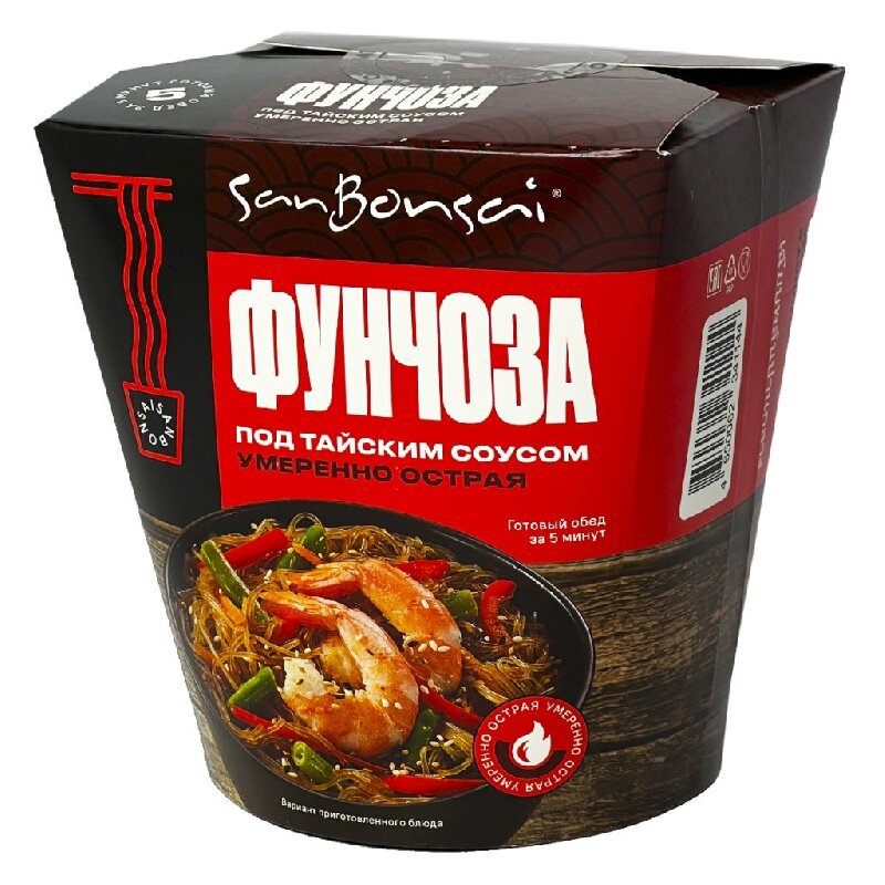 Вермишель SANBONSAI фунчоза под тайским соусом умеренно острая /картон/ 120г