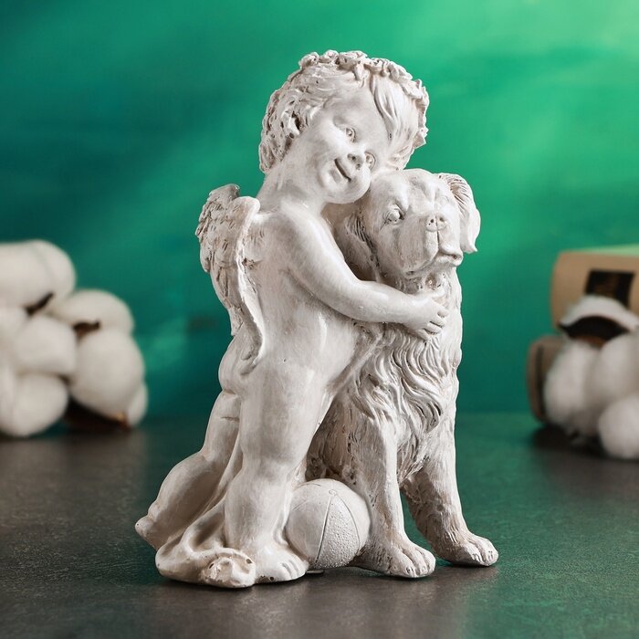 Фигура "Ангелочек с собакой" 17х12х10см