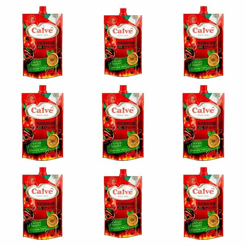 Calve Кетчуп, Мексиканский, с перцем табаско, 350 гр, 9 уп.