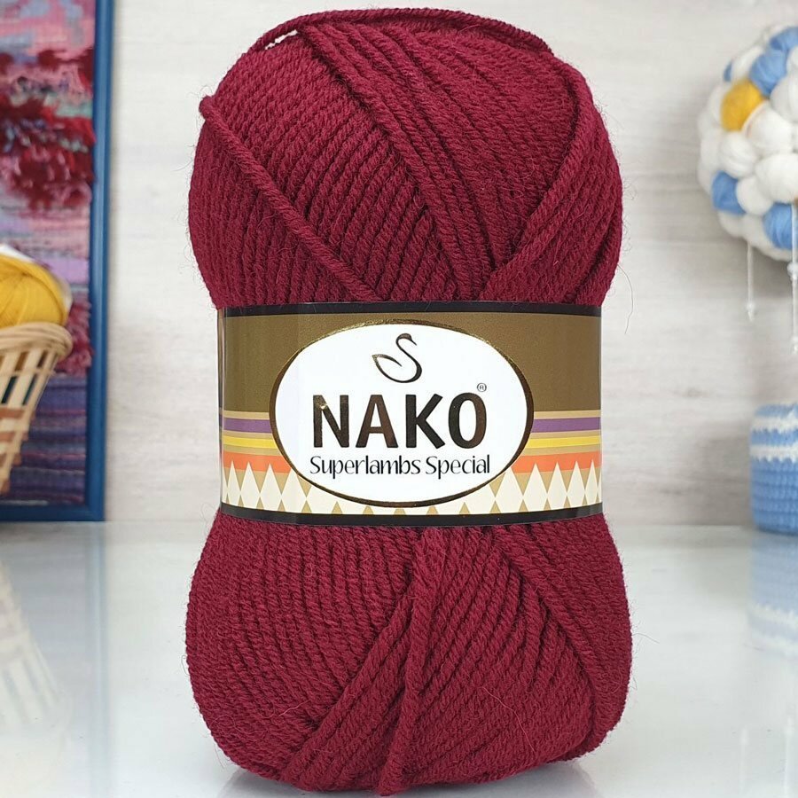 Пряжа Nako SUPERLAMBS SPECIAL 6592 бордо (5 мотков)