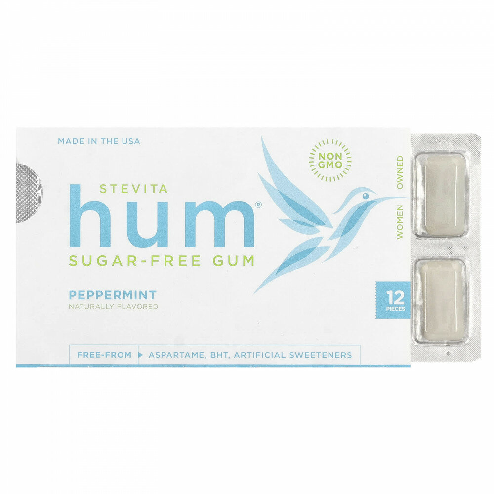Stevita Naturals, Hum®, жевательная резинка без сахара, перечная мята, 12 шт.