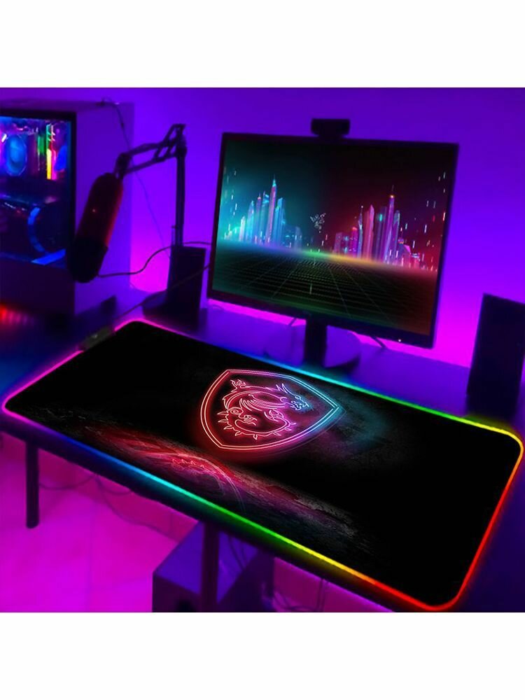 Коврик для мыши MSI, нескользящее покрытие, RGB-подсветка, 40x90 см