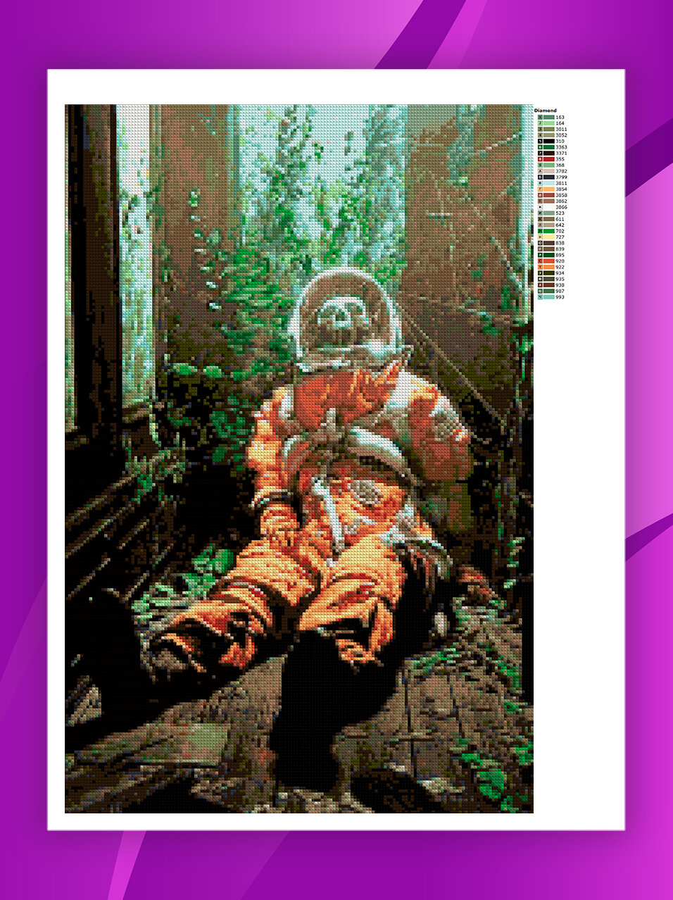 Алмазная мозаика без подрамника - вышивка Одинокий космонавт 40 х 60 см