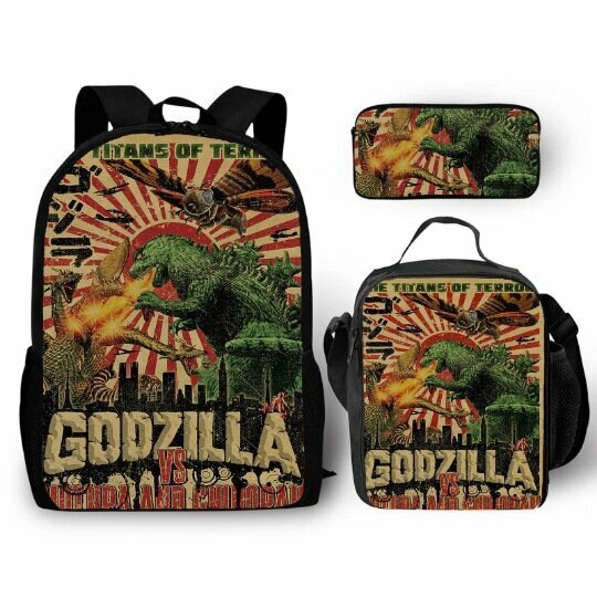 Новый продукт Amazon Godzilla Рюкзак Godzilla, школьная сумка для учащихся начальной и средней школы, сумка через плечо с мультяшным аниме, сумка-карандаш