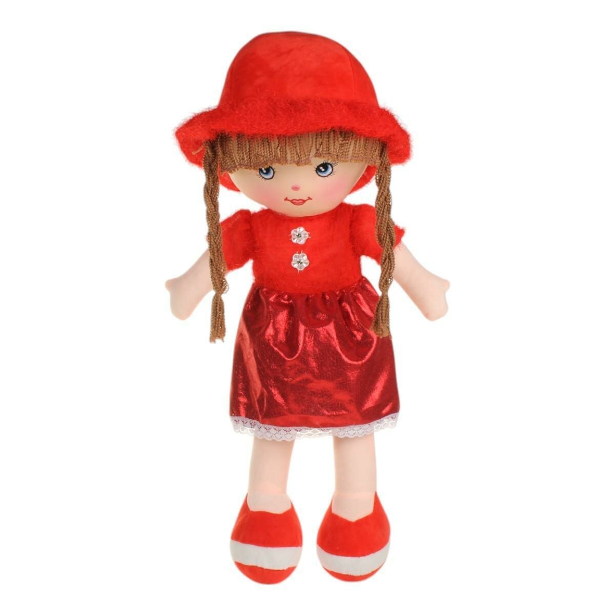 Кукла мягкая 25x58 см, красное платье, безопасные материалы, для девочек