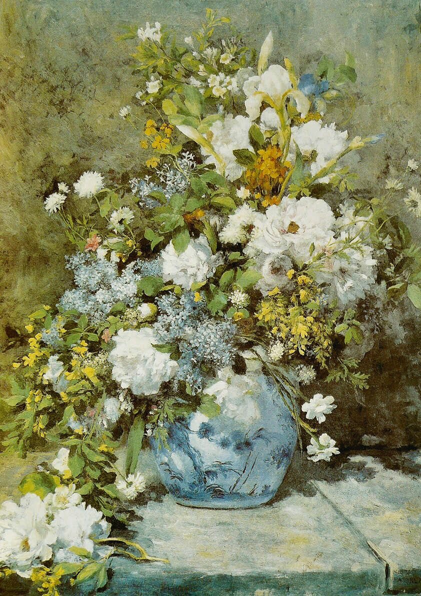 Постер. Пьер Огюст Ренуар. Букет весенних цветов. Формат А3.