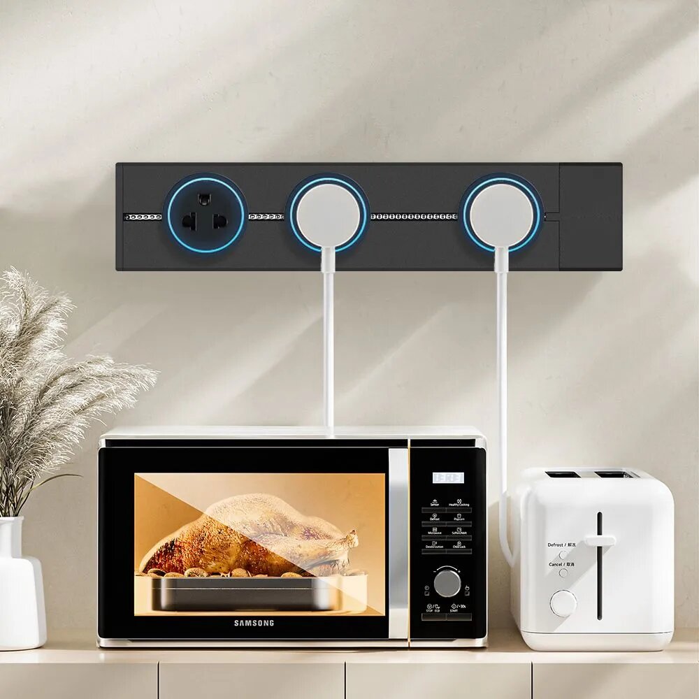 Трековая система, встраиваемая шина 40 см + 3 евро розетки, черный, розетка-трек