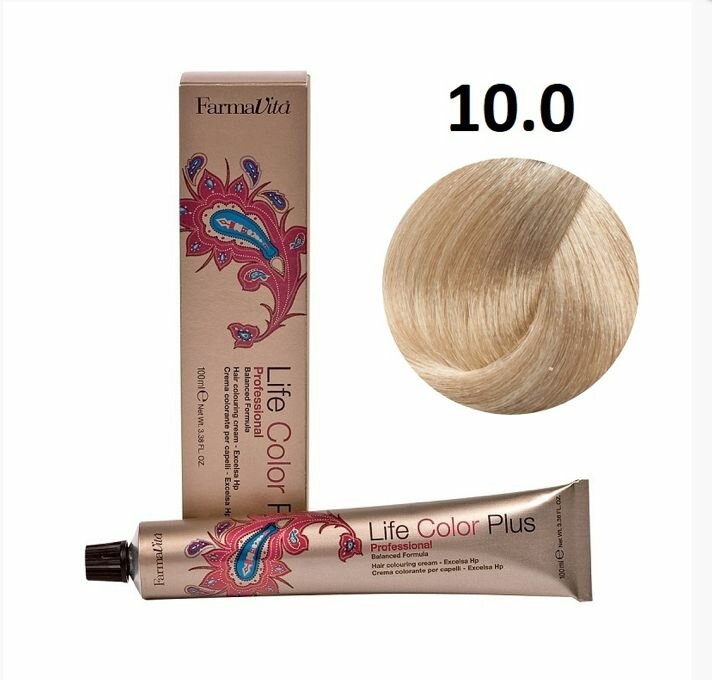 Крем-краска для волос Farmavita Life Color Plus 10.0 платиновый блондин, 100 мл