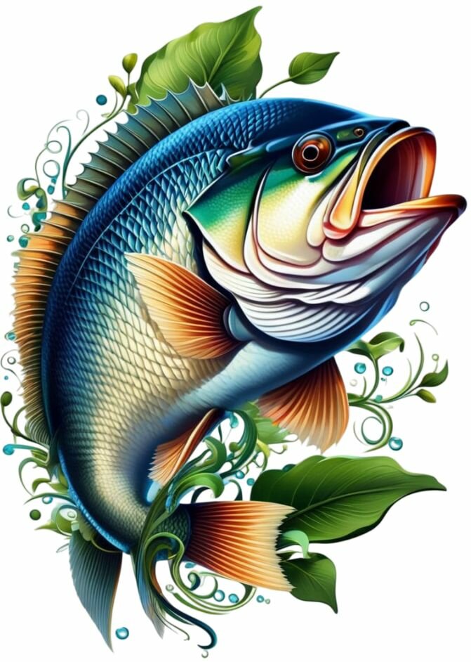 Термонаклейка на одежду "Рыба" 14см*19,5см