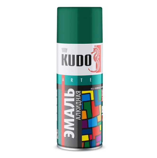 Краска спрей универсальная темно-зеленая, 520 мл. kudo
