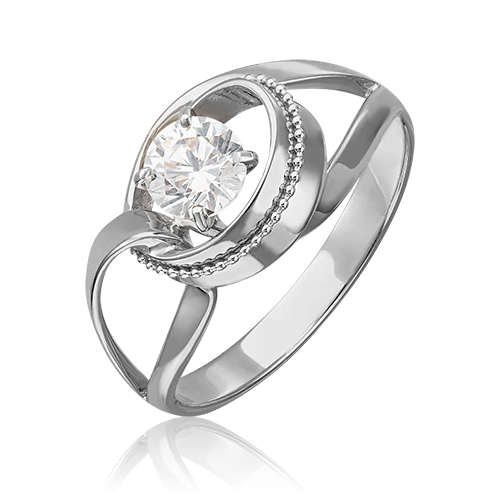 Кольцо, белое золото, 585 проба, фианит