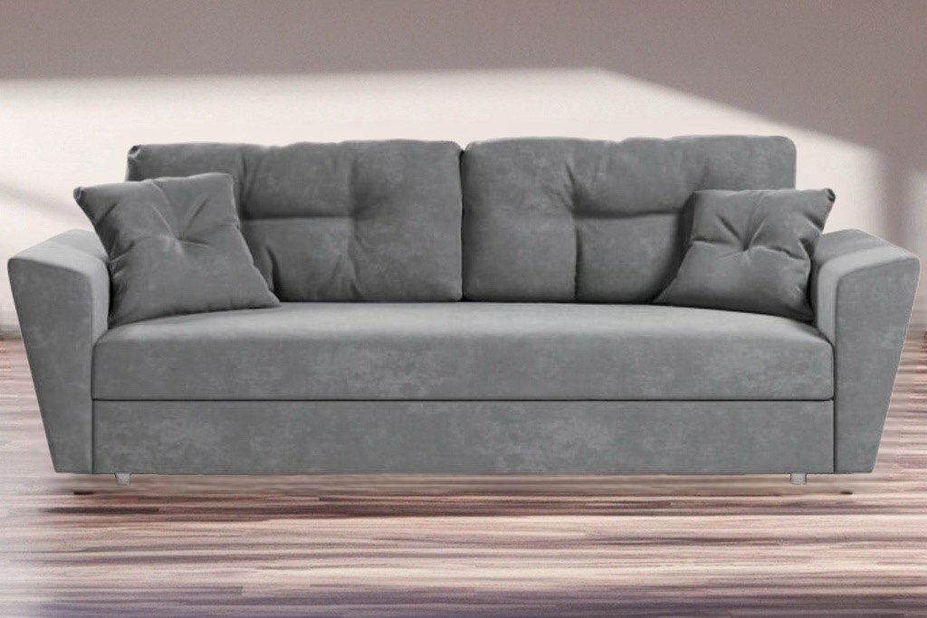 Прямой диван-кровать "Амстердам" серый велюр Кабрио, 235 х 95 х 82 см