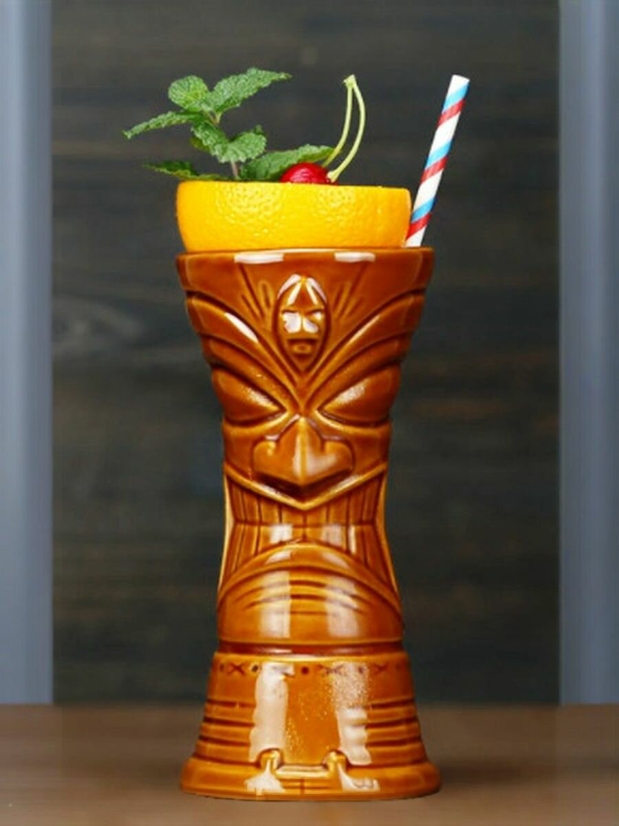 Коктейльный, барный бокал, стакан "Тики", керамика, 600 мл. Для вечеринки, праздника, бара.