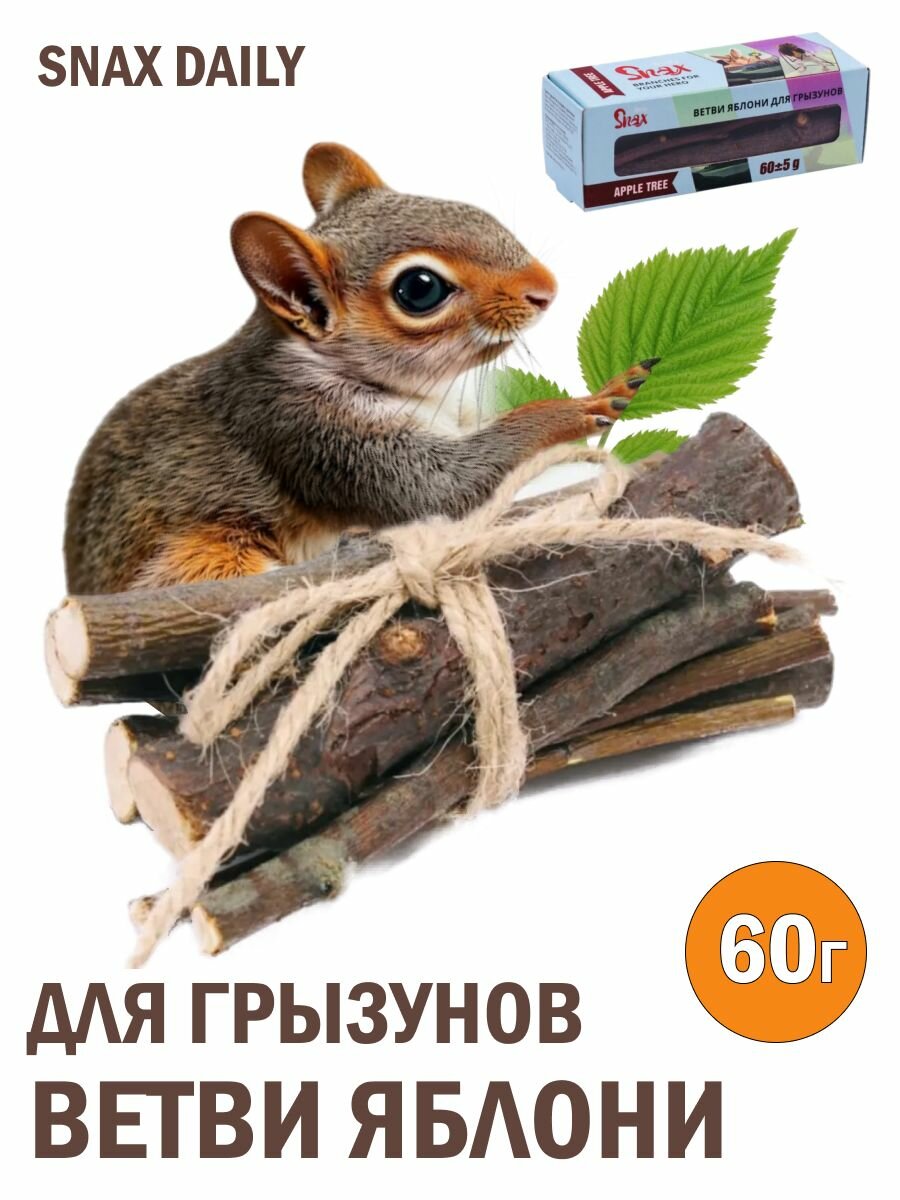 Snax Daily Ветви яблони для грызунов 60г