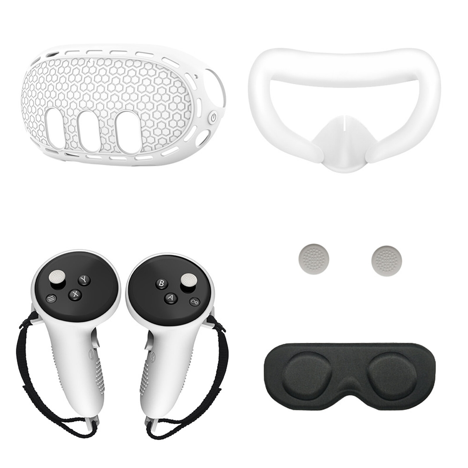5pcs Набор для Meta Quest3 силиконовый чехол для лица, защитный чехол для линз, запчасть для Quest3 VR аксессуаров, черный, белый, силикон